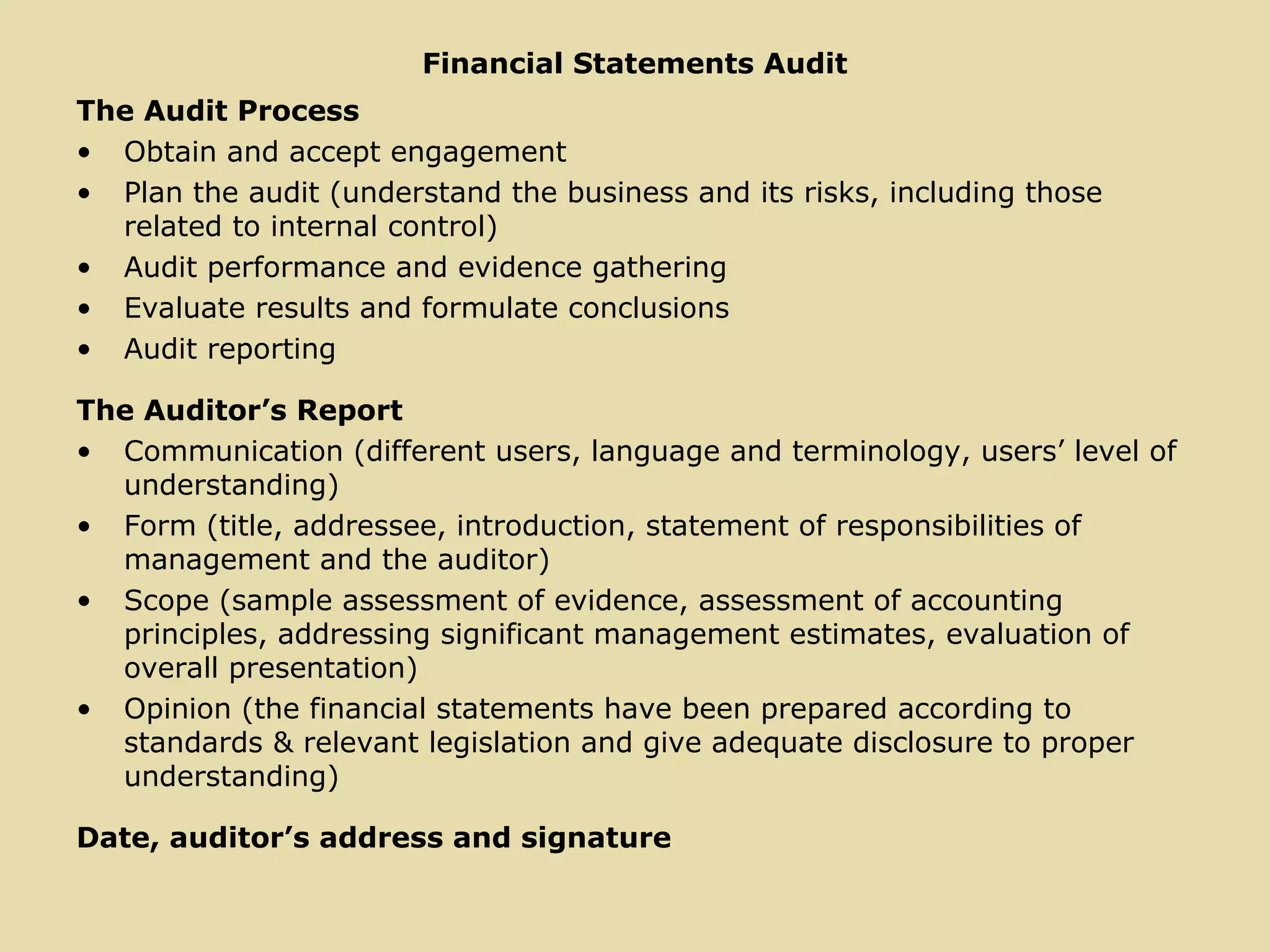 Financial Statements Audit | PPT