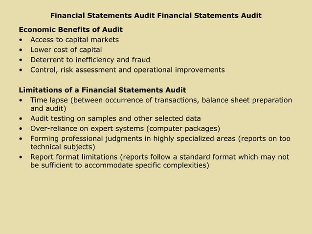Financial Statements Audit | PPT | Business Accounting & Finance | Business