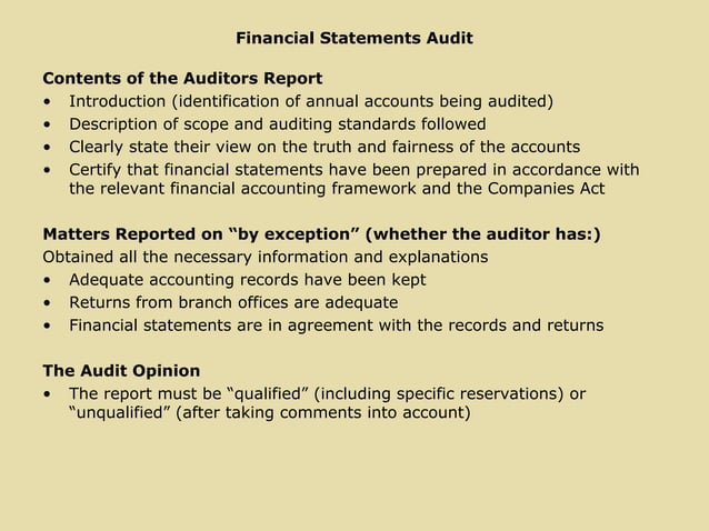 Financial Statements Audit | PPT | Business Accounting & Finance | Business
