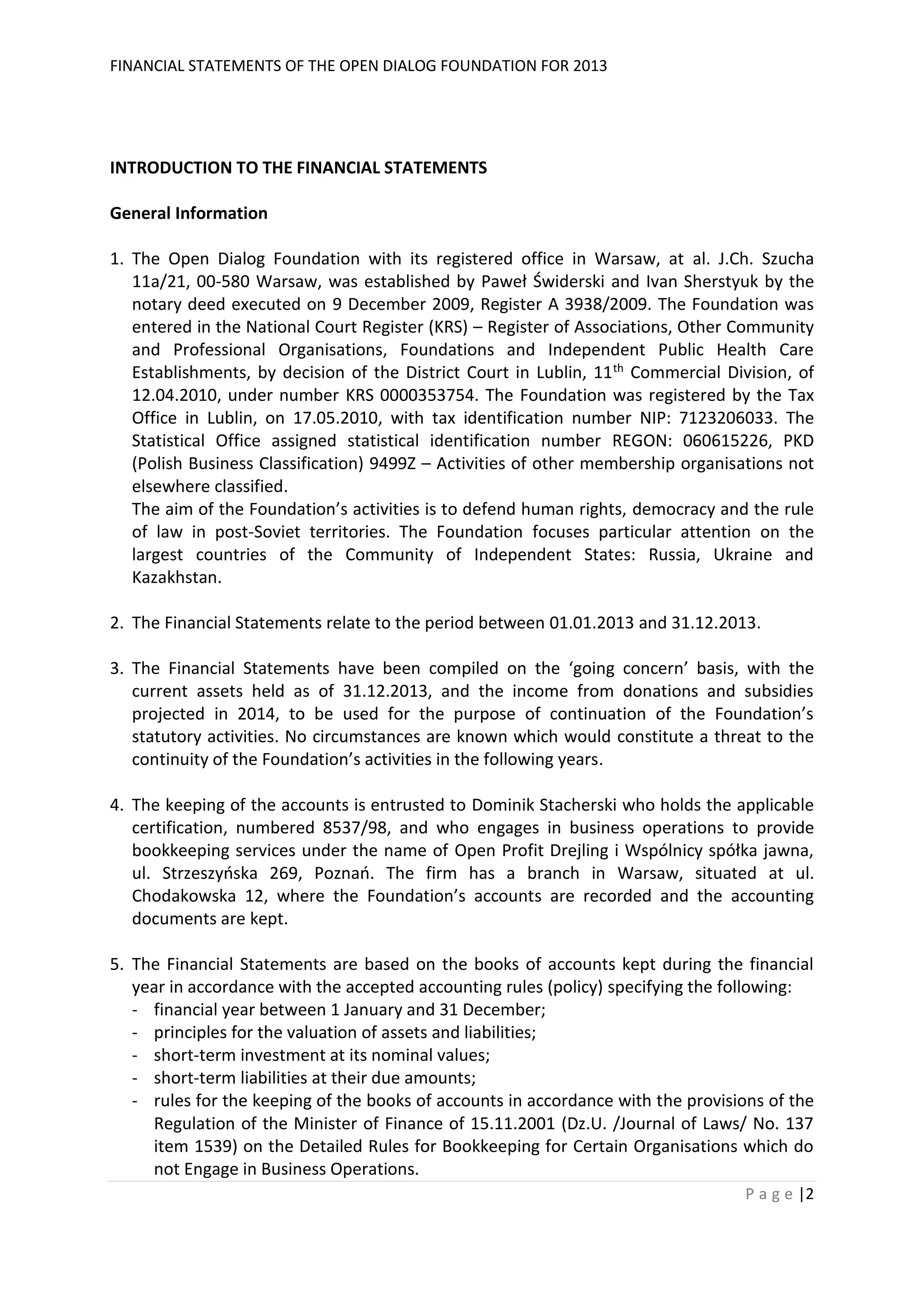 Financial statements odf 2013 | PDF