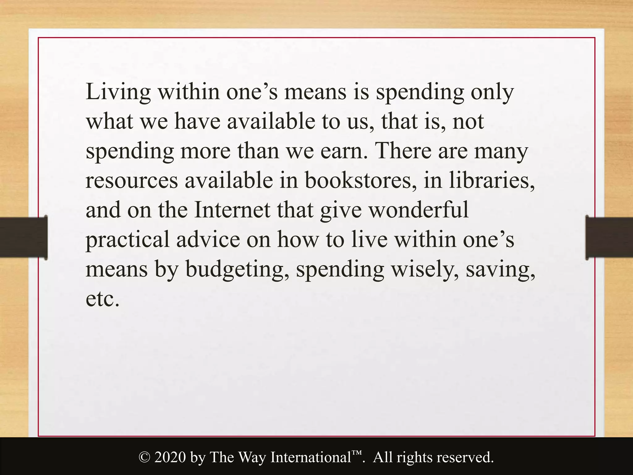 Financial Stewardship—Living within Our Means | PPTX