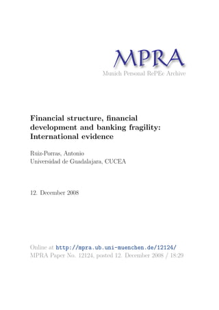 Financial structure, financial develop and banking fragility ...