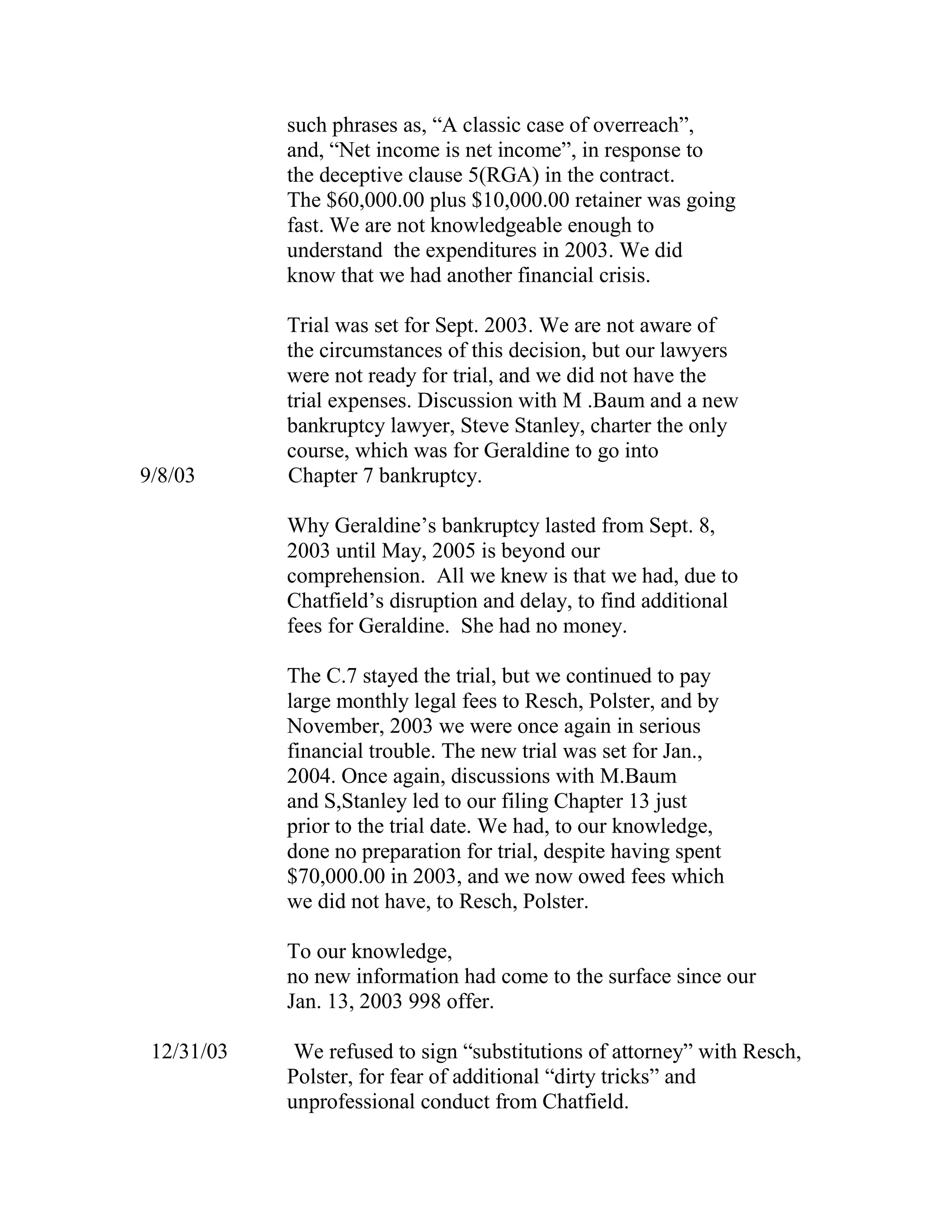 Financial timeline declaration 7 3 05 1 | PDF