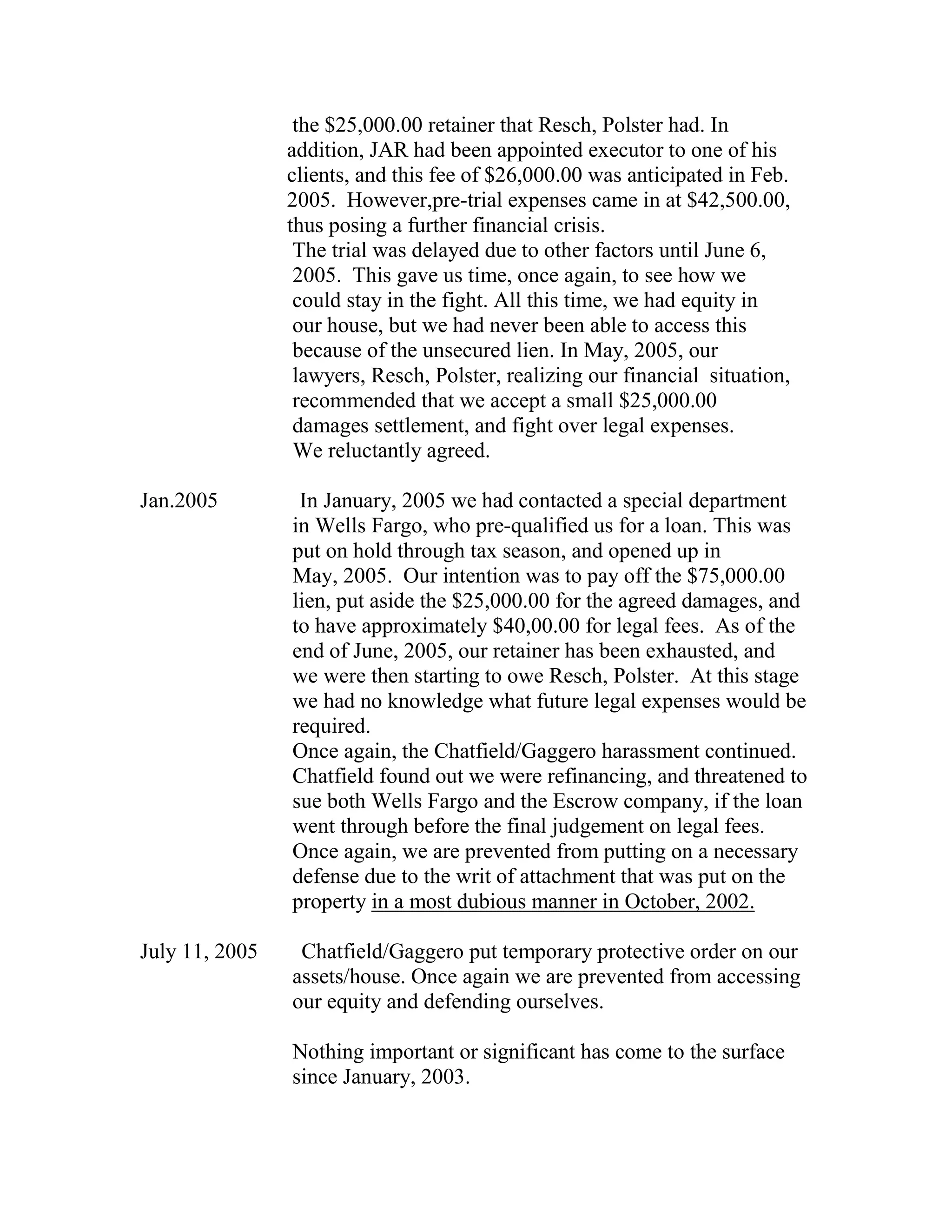 Financial timeline declaration 7 3 05 1 | PDF