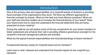Financial Training for Board Members | PDF