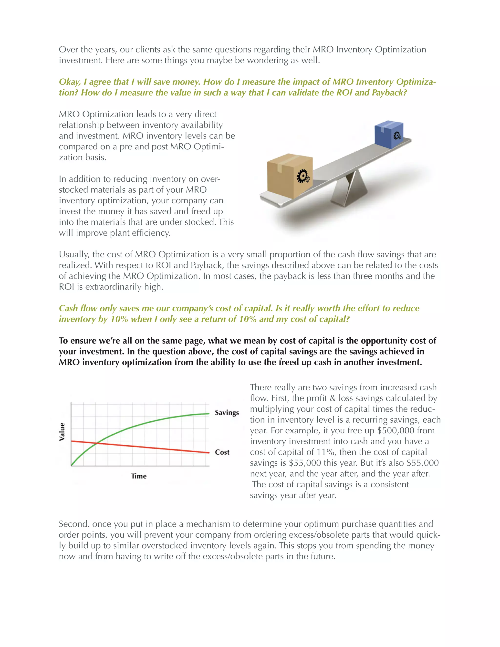 Financial Impact of MRO Inventory Optimization | PDF