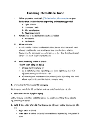 Financing international trade | DOCX