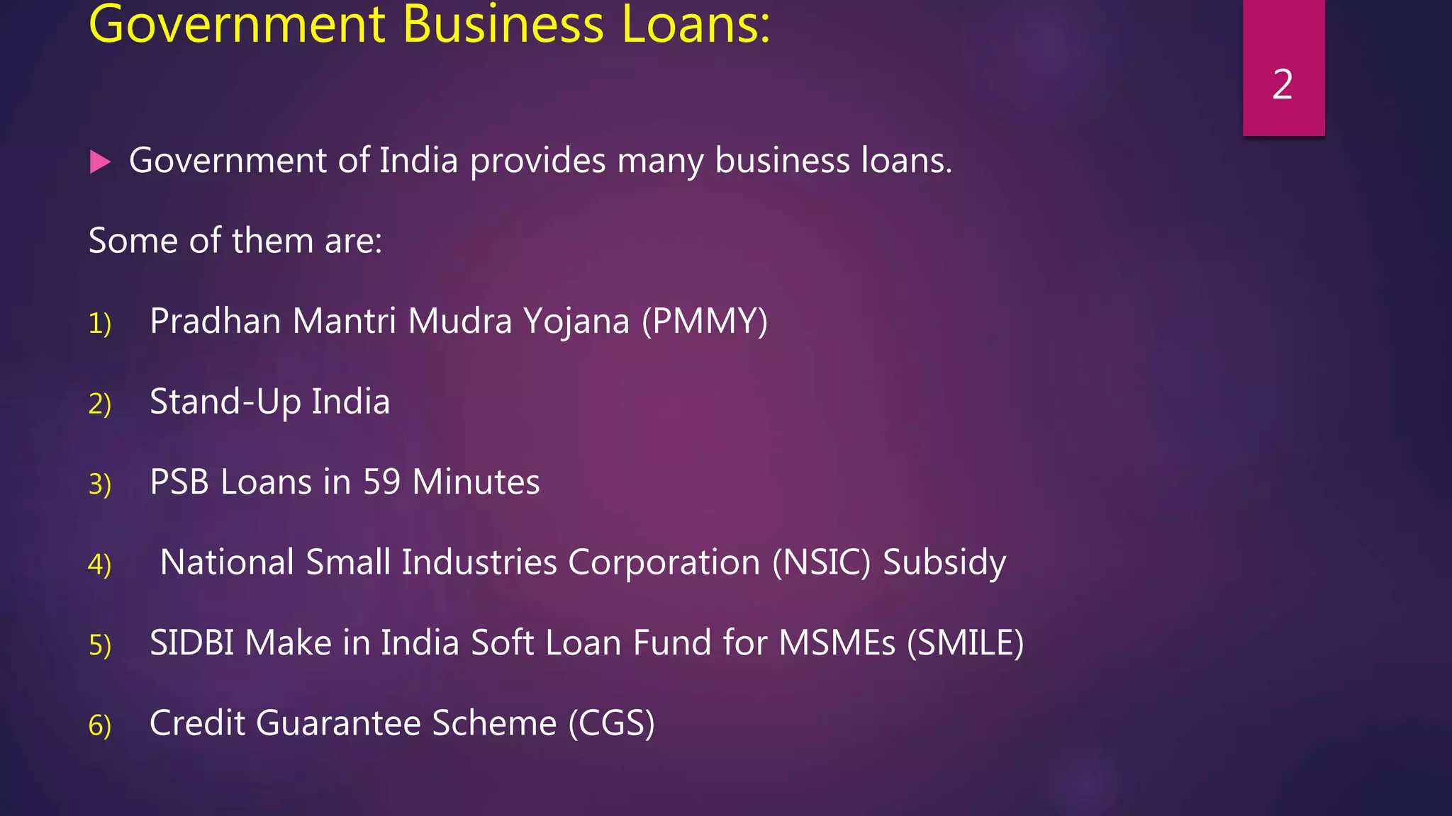Government schemes for funding business-India | PPT