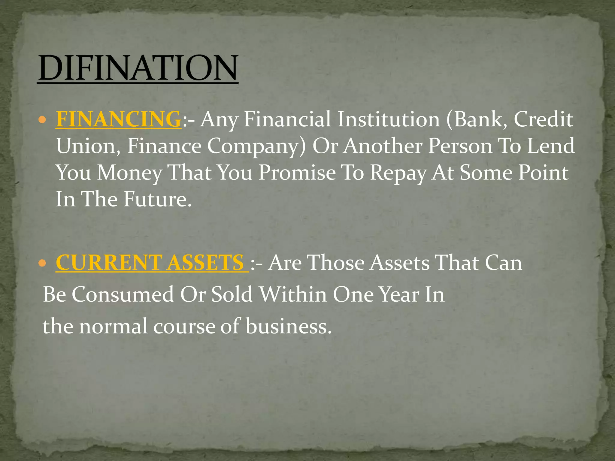 Financing current asset | PPT