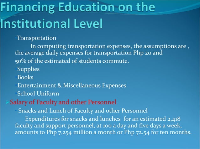 Financing education on the institutional level | PPT