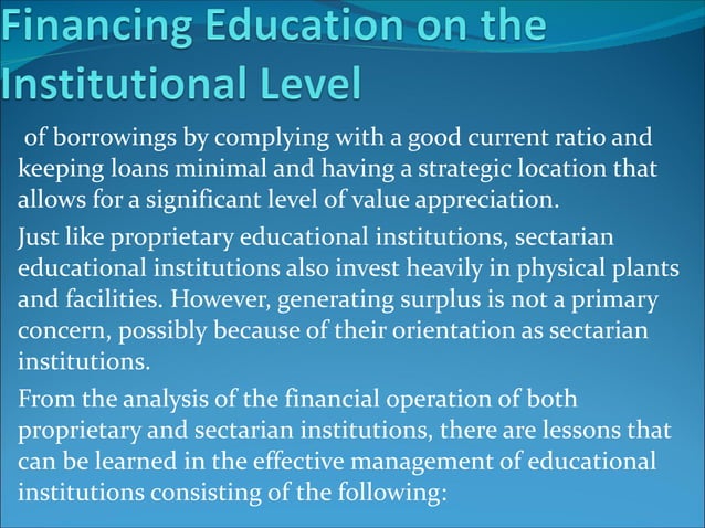 Financing education on the institutional level | PPT