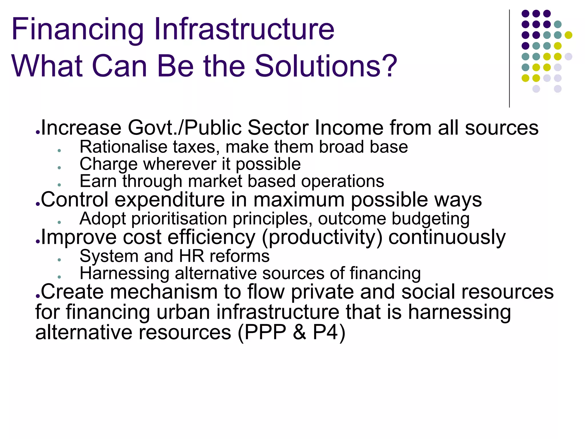 Financing Urban Infrastructure in India - Ways & Means | PDF | Business ...
