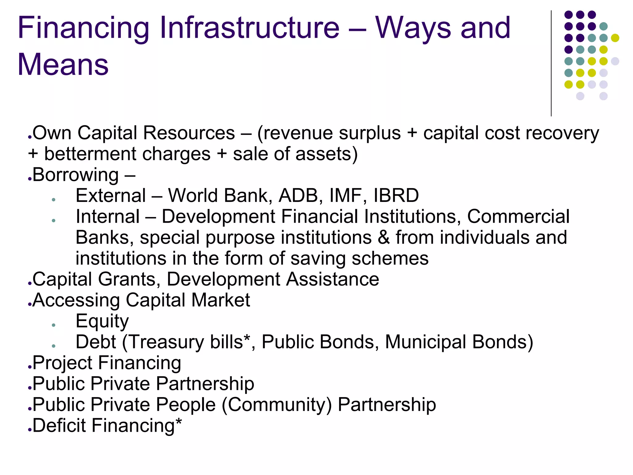 Financing Urban Infrastructure in India - Ways & Means | PDF | Business ...