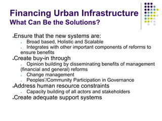Financing Urban Infrastructure in India - Ways & Means | PDF | Business ...
