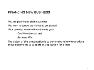FINANCING NEW BUSINESS.pptx | Business Loans | Business Banking & Finance