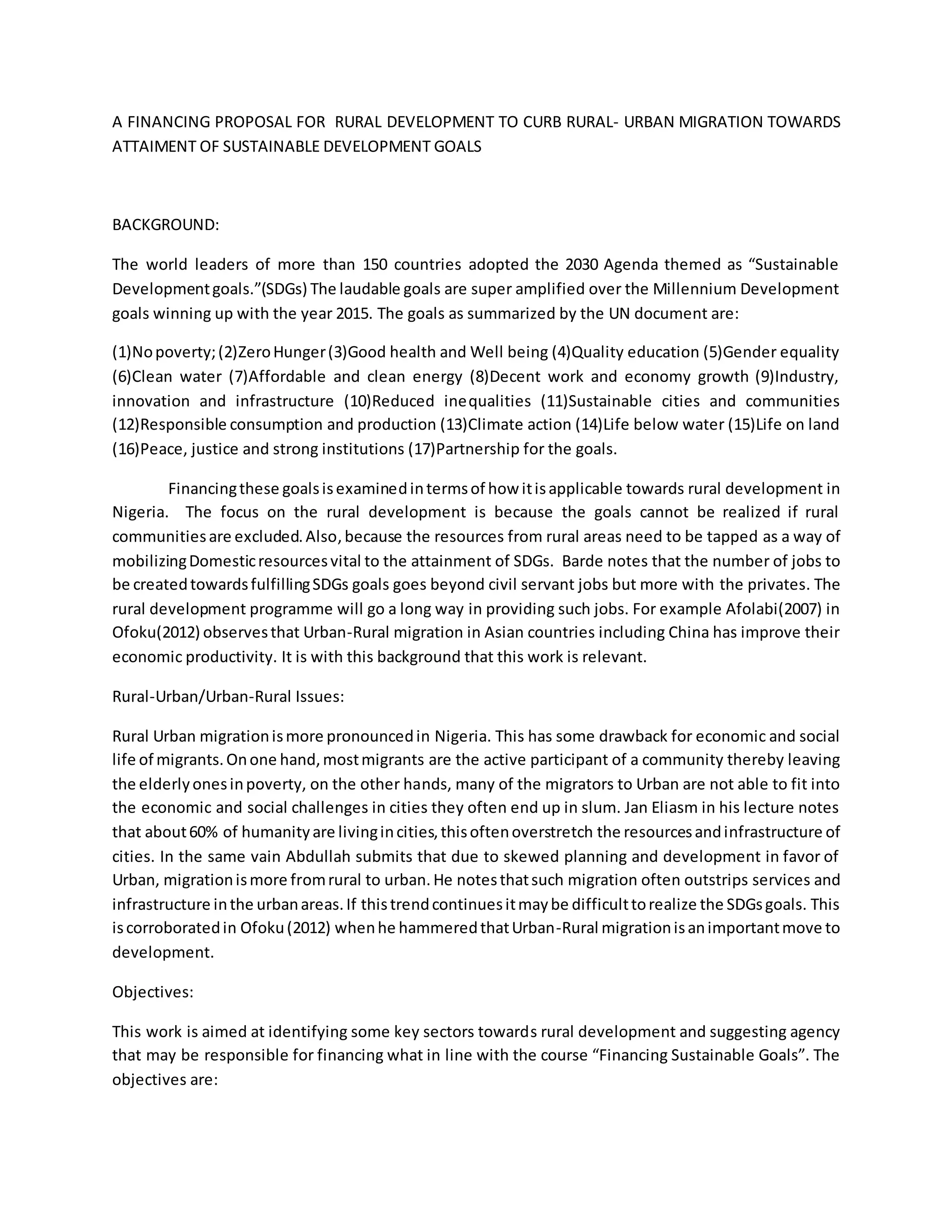 Financing proposal for rural development | DOCX