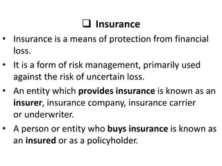 financing, risk, and insurance by Sahrish.pptx
