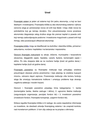 Finansijska i devizna trzista u svetu i srbiji | DOC