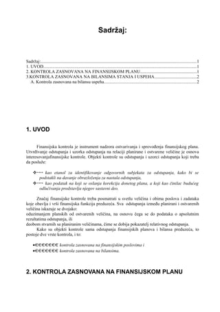 Finansijska kontrola iz predmeta finansijski menadzment | DOC