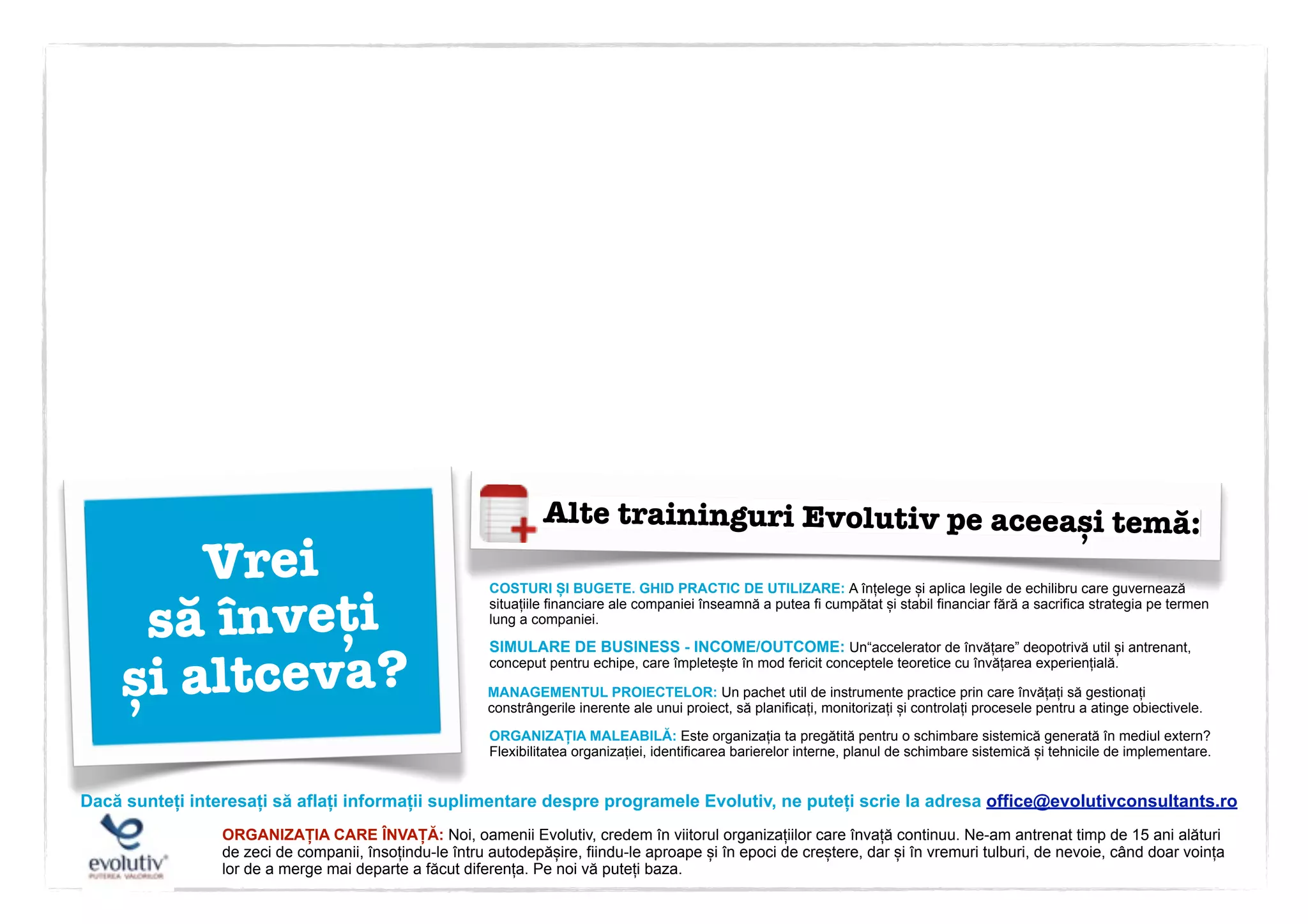 Finante pentru non-finantisti, Evolutiv | PPT