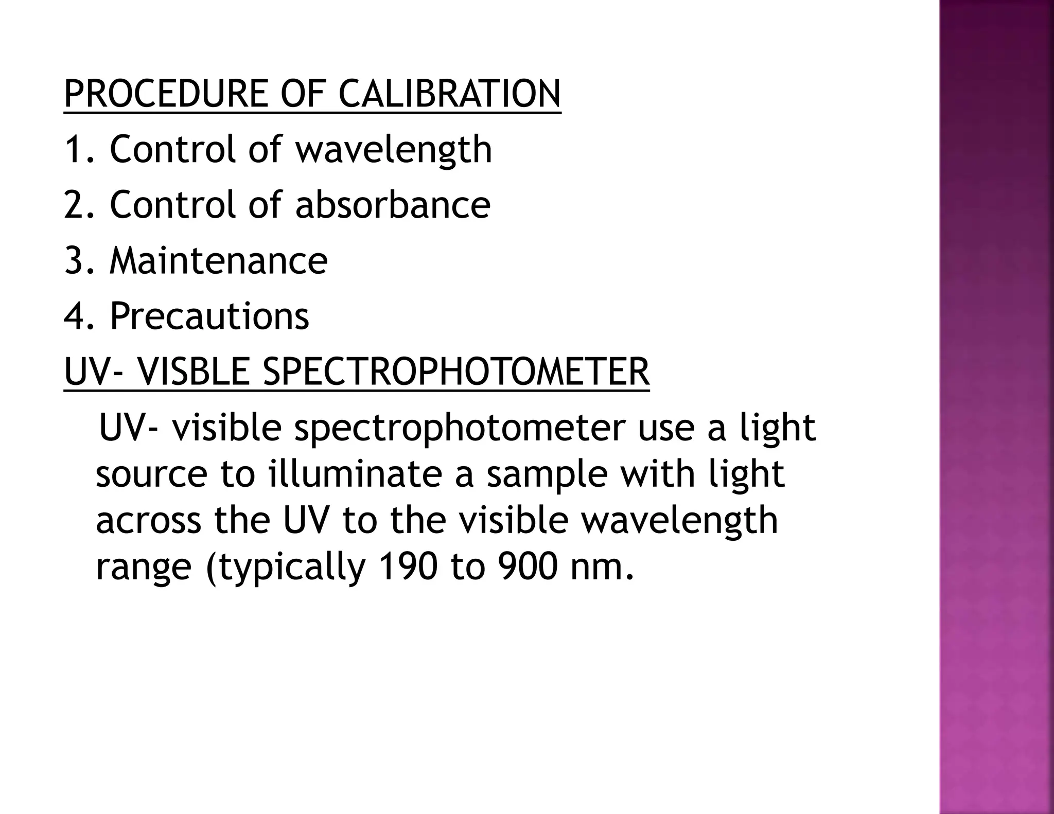 calibration uv visible spectroscopy.pptx | Chemistry | Science