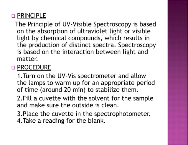 calibration uv visible spectroscopy.pptx | Chemistry | Science