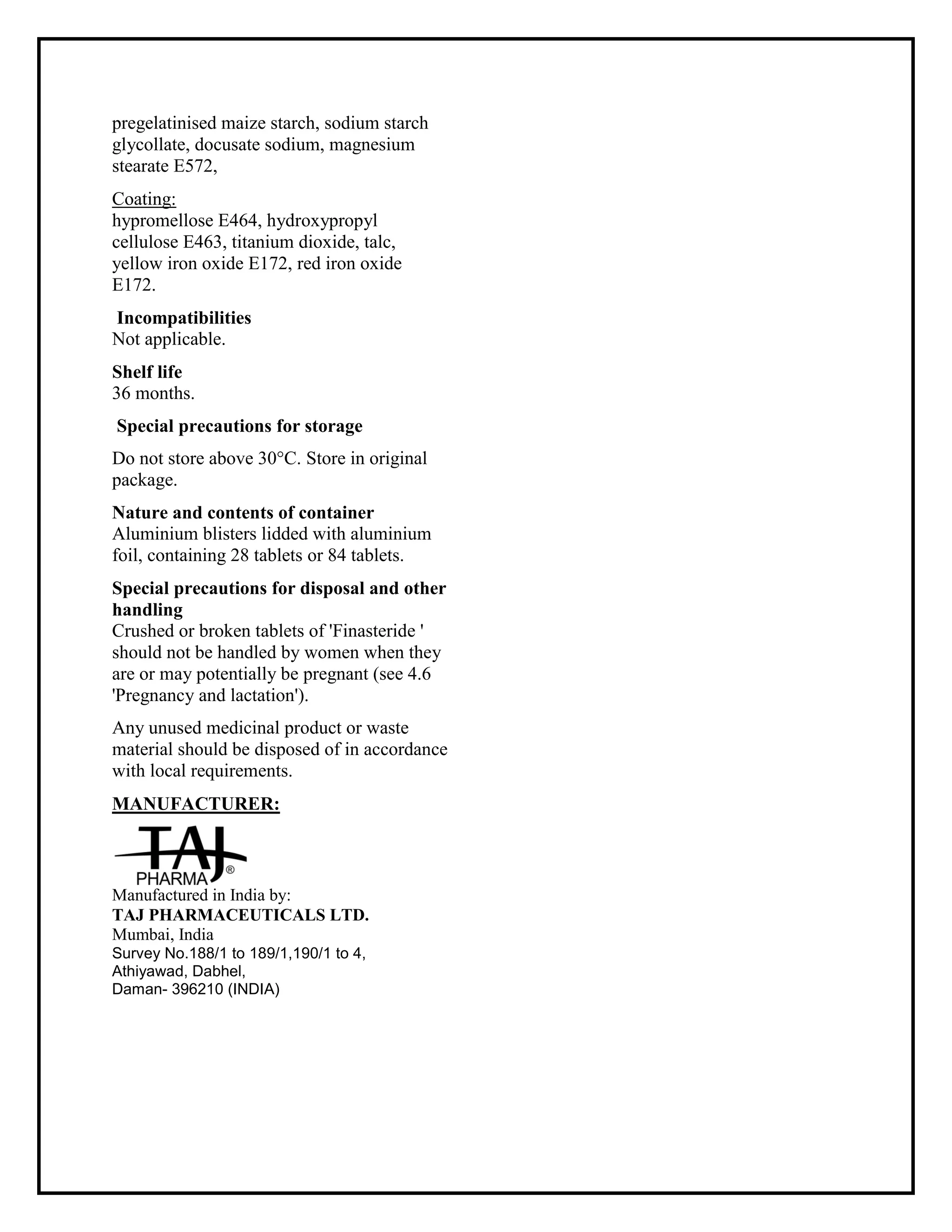 Finasteride 1mg, 5mg film coated tablet smpc taj pharmaceuticals | PDF ...