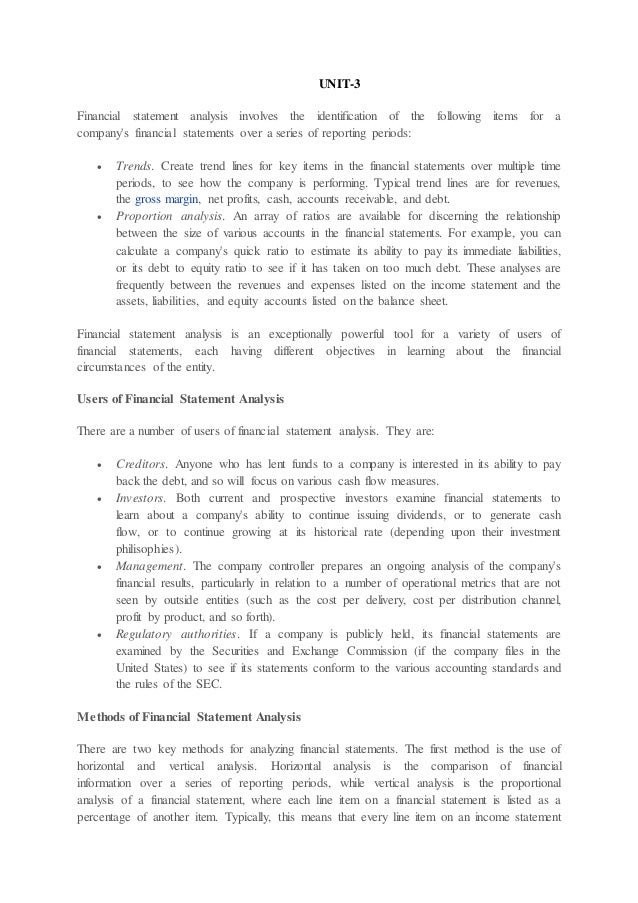 Financial statement analysis notes