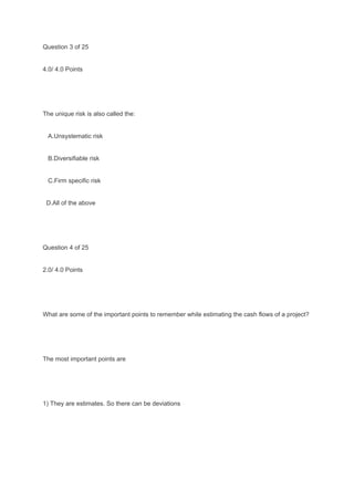 FINC 600 Midterm Quiz | PDF