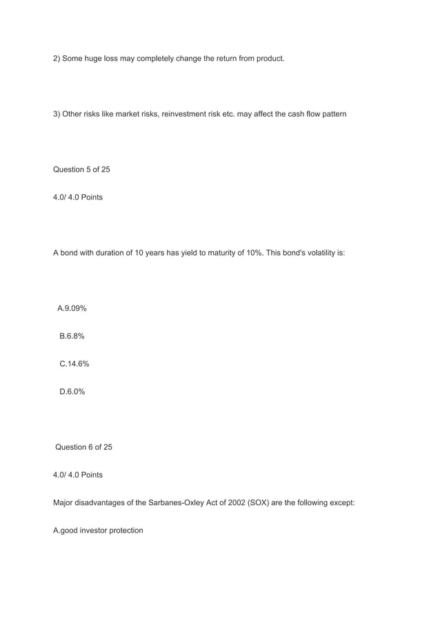 FINC 600 Midterm Quiz | PDF