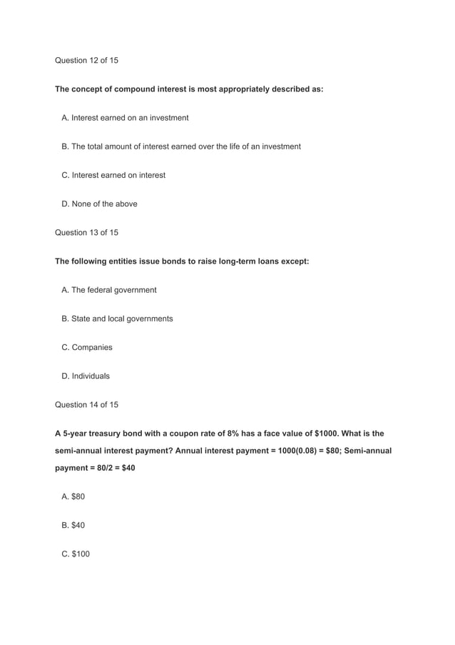 FINC 600 Week 1 Practice Quiz | PDF