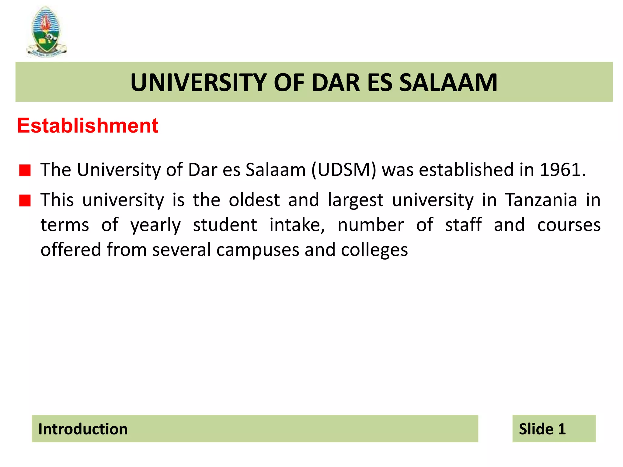 Introductory Presentation on CoICT of UDSM | PPTX | Professional School ...