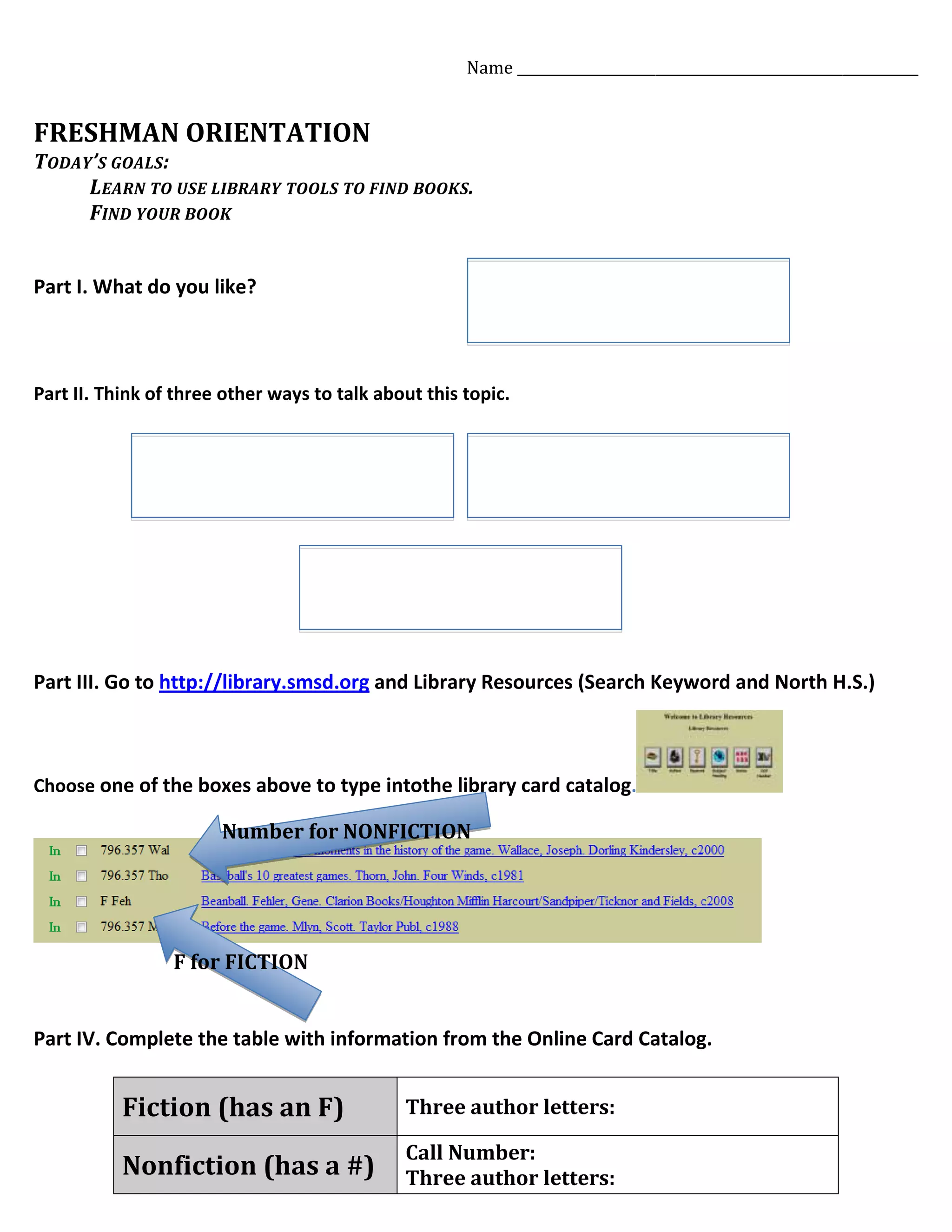 Find a book freshman orientation | DOCX