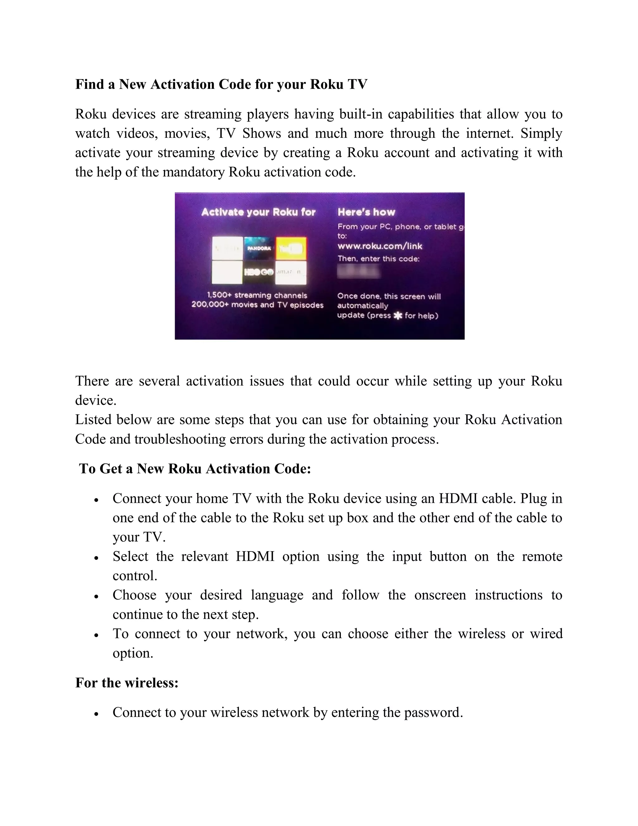 Find a new activation code for your roku tv | PDF