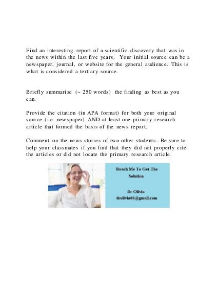 Find an interesting report of a scientific discovery that was in | PDF