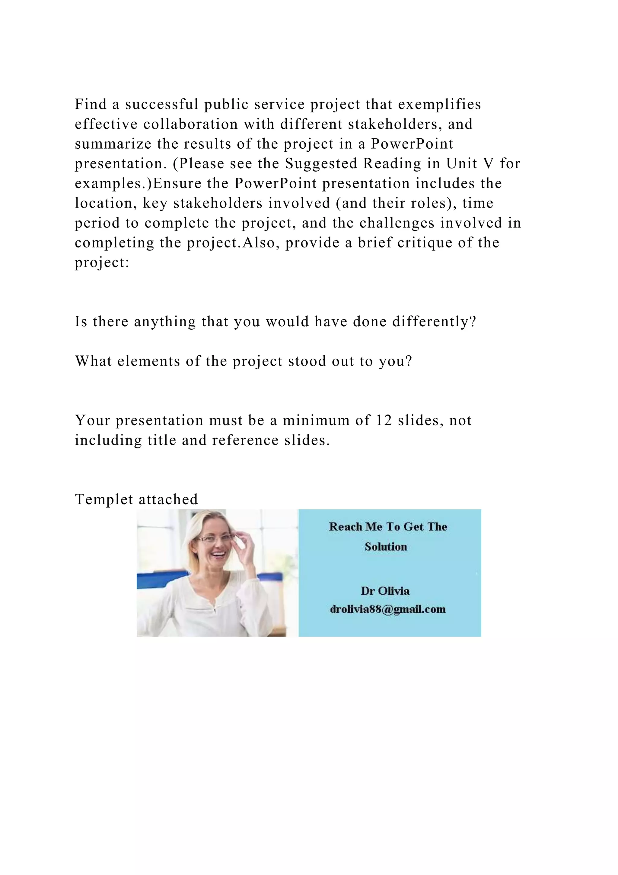 Find a successful public service project that exemplifies effective .docx