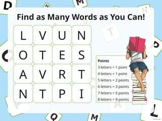 Find a word with given letters game presentation | PPT