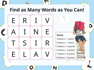 Find a word with given letters game presentation | PPT