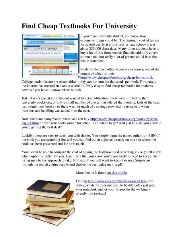 Find cheap textbooks for university | PDF