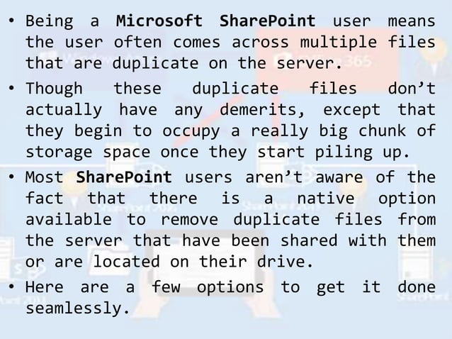 Find Duplicate Files In Office 365 Sharepoint Ppt