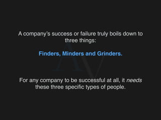 Finders, Minders and Grinders: The Three Essential Roles in Your ...