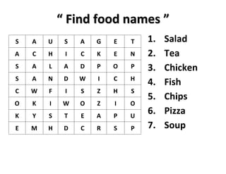 Find foods name | DOCX