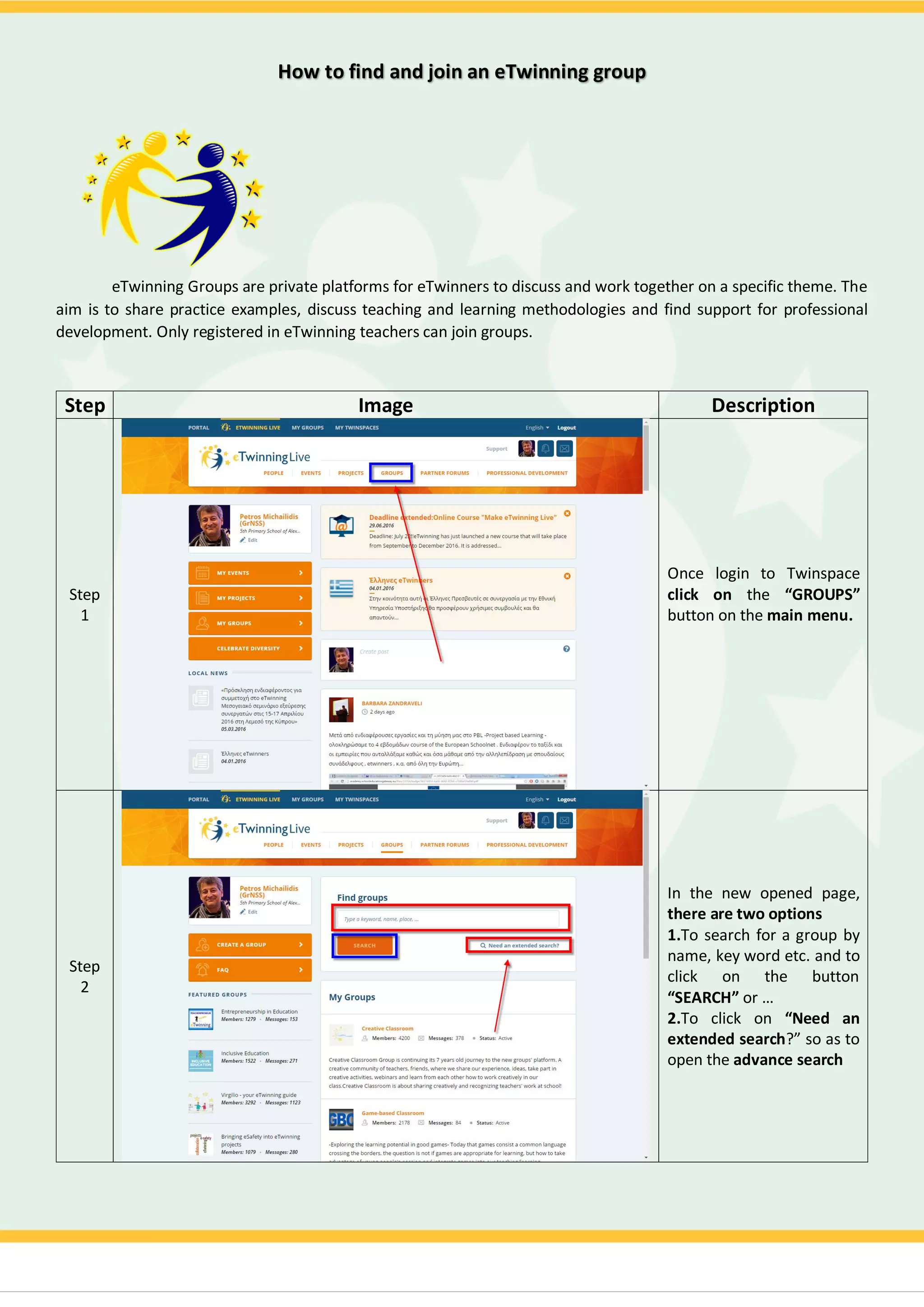 How to find and join an eTwinning group | PDF