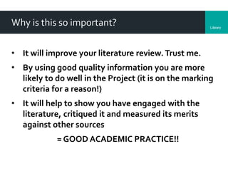 Finding and Evaluating Information for your MSc Project | PPT