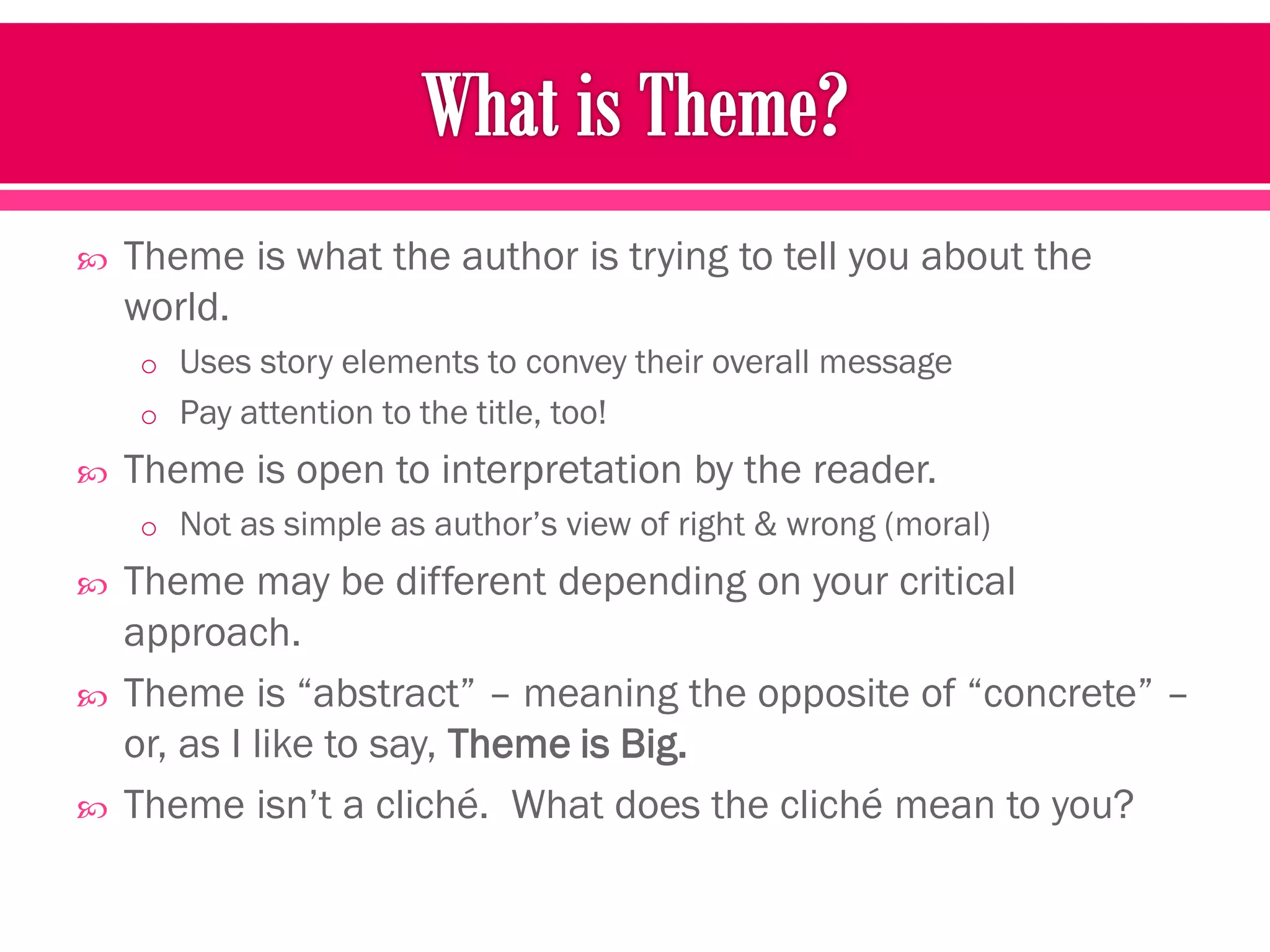 Finding the Theme | PDF | Fiction | Books and Literature