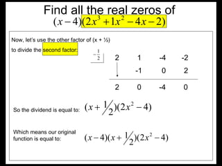 Finding All Real Zeros Of A Polynomial With Examples | PPT