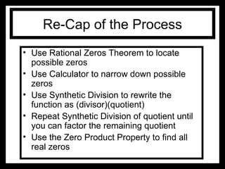 Finding All Real Zeros Of A Polynomial With Examples | PPT