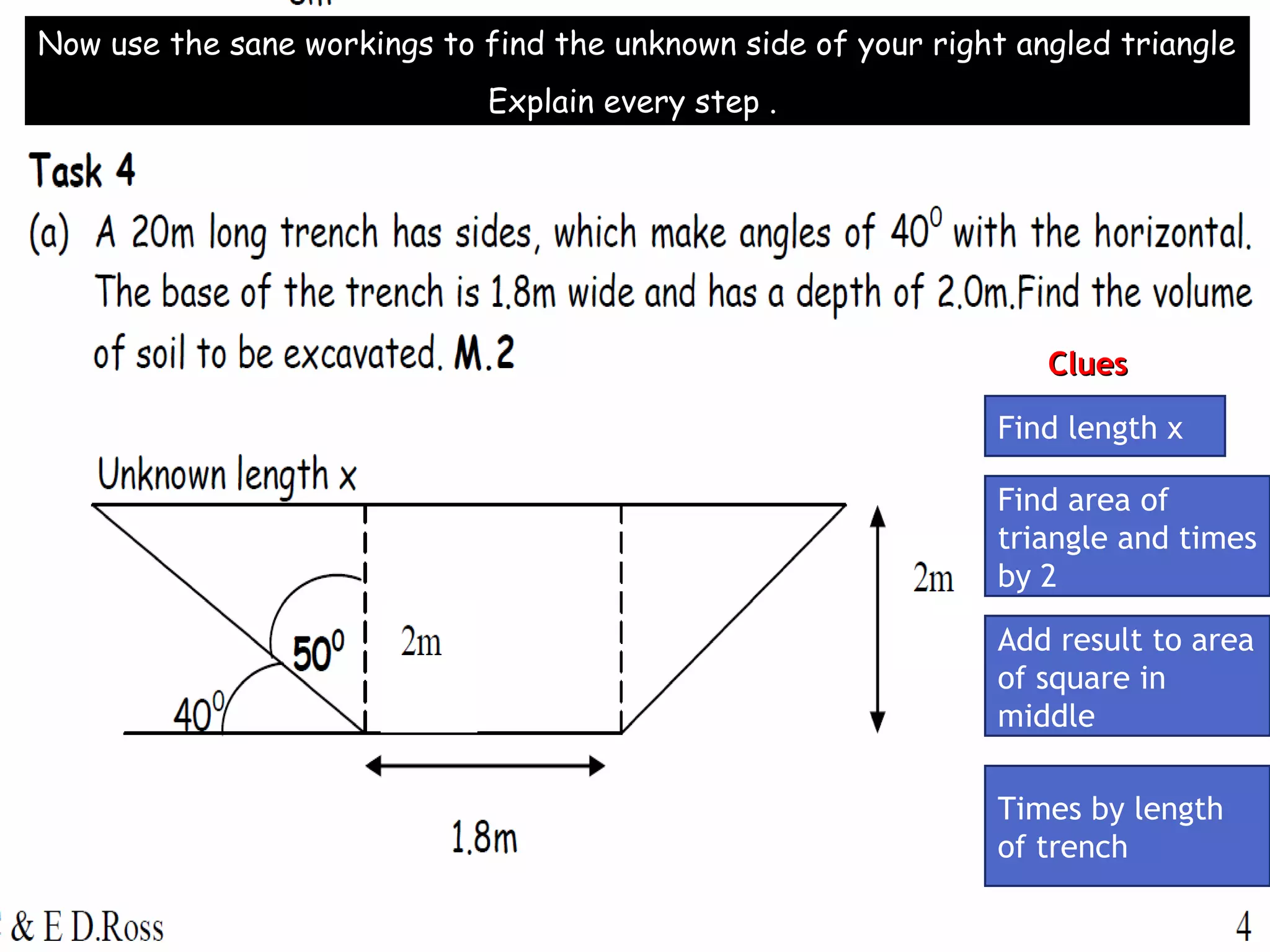 Finding an unknown side of a right angled triangle 2012 | PPT