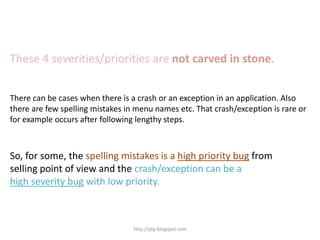 Finding bugs, categorizing bugs and writing good bug reports | PDF