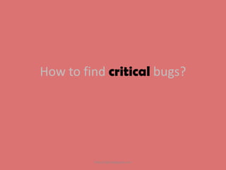 Finding bugs, categorizing bugs and writing good bug reports | PDF